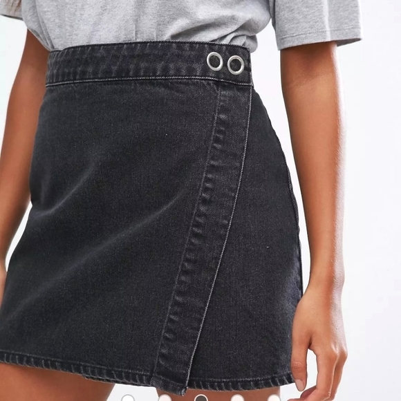 ASOS | Skirts | Nwots Asos Denim Mini Wrap Skirt In Washed Black | Poshmark